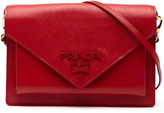 Prada Hobo Bags - Mini City Calf Trimmed Saffiano Monochrome Envelop - Gr. unisize - in Rot - für Damen