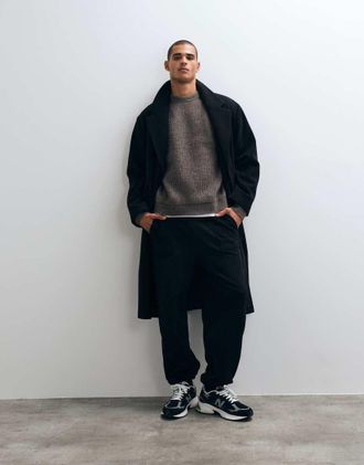 Asos manteau oversize effet laine noir
