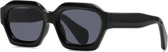 Generic Lunettes de soleil dégradées tendance pour hommes, nuances UV400 rétro polygone pour femmes, lunettes de soleil orange, taille unique, noir gris brill
