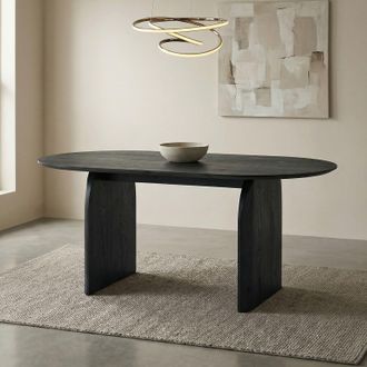 IDIMEX Esstisch MALA mit ovaler Tischplatte 180 x 90 cm, Schwarz - Esszimmertisch aus MDF, robust und stabil, ideal f&uuml;r K&uuml;che und Essbereich, bietet Platz f&uuml;