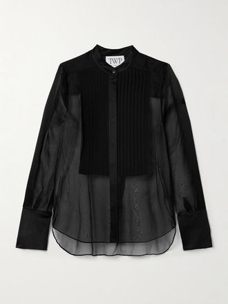 TWP Chemisier En Organza De Soie Et Satin À Plis Nervures Peyton - Noir