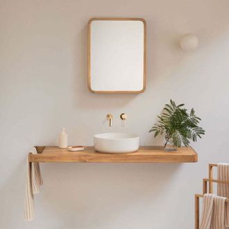 Sklum H&auml;ngendes Badezimmerm&ouml;bel-Set 130x45 cm aus Teakholz Neill