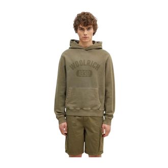 Woolrich Garment Dyed Logo Hoodie - - Sweatshirts & Hoodies - Herren - Gr&uuml;n - L
