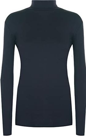 WearAll Pull uni à manches longues et col polo pour femme, bleu marine, 48/50/grande taille