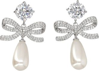 Self Portrait Femme, Accessoires, Gris, Taille: ONE Size Boucles dOreilles Cristal et Perles