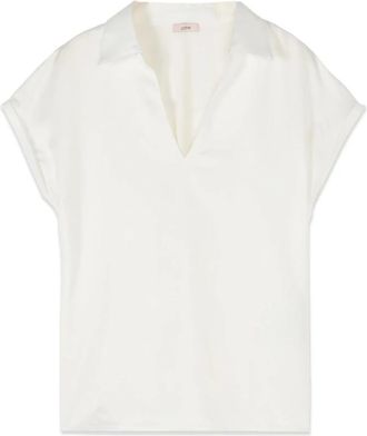 Oltre Femme, Blouses et Chemises, Blanc, Taille: 46 FR T-shirt col V bi-mati&egrave;re