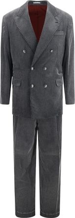 Brunello Cucinelli Costume Double-Breasted Textur&eacute; - Homme - Costumes - Gris - Taille: XL