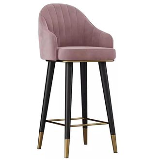 Generic Barhocker in Tresenh&ouml;he, K&uuml;cheninselstuhl, 360&deg; drehbare Fr&uuml;hst&uuml;cksbarst&uuml;hle, Barhocker mit Samtsitz, R&uuml;ckenlehne und Fu&szlig;st&uuml;tze, leicht gepolstert