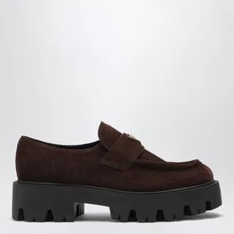Prada Loafer aus dunkelbraunem Veloursleder