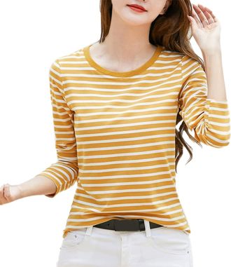 Generic Ringelshirt Rot Weiss Karneval Ringelshirt Schwarz Wei&szlig; Damen Langarmshirt Gestreiftes Oberteil Rundhals Ringelshirt Karneval Basic Shirt Rot Wei&szlig; Ges