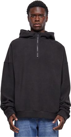 Urban Classics Herren Kapuzenpullover Oversized Polar Fleece Half Zip Hoody Black XL
