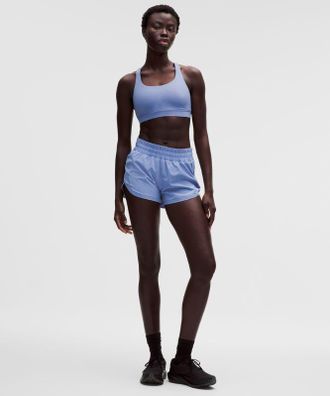 lululemon Short Track That taille haute doubl&eacute; pour Femmes - 8 cm - Bleu - Taille 10