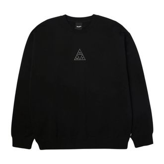 HUF Triple Triangle Crewneck mit Stickerei - - Sweatshirts & Hoodies - Herren - Schwarzk - XS