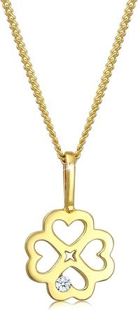 Elli Halskette - Halskette Kleeblatt Glücksbringer Diamant 585 Gelb - Gr. unisize - in Gold - für Damen