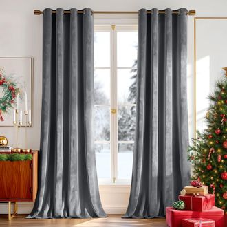 Deconovo Samtvorhang Blickdicht Gardinen mit &Ouml;sen Velvet Vorh&auml;nge Samt Verdunkelungsvorhang f&uuml;r Wohnzimmer Schlafzimmer Vorhang Verdunkelung, H290 x B140 cm, G