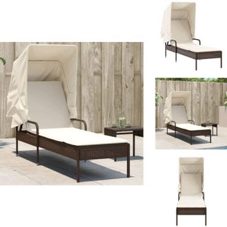 vidaXL Sonnenliege mit Dach Braun Poly Rattan - Sonnenliege - Gartenliege - Liege - Outdoorm&ouml;bel - Poolside