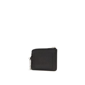 Alexander McQueen Mens Crackled Calfskin Card Case Black Calf Leather Cases