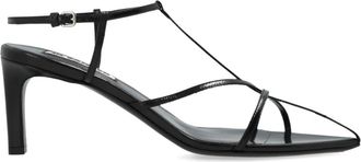 Jil Sander Femme, Chaussures, Noir, Taille: 38 1/2 EU Sandale &agrave; talon moyen Cage