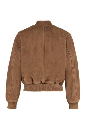 Ami Mens Brown Suede Bomber Jacket Goatskin Leather