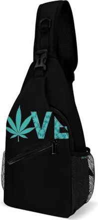 Generic Réglable Sacoche Porté épaule I Love lart des feuilles de cannabis Sling Bag Mode,Léger Sac DEpaule pour Randonnée Homme Cyclisme