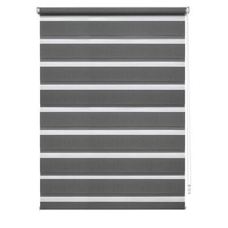 Gardinia EASYFIX Doppelrollo mit Montageschiene, Duo-Rollo, Seitenzugrollo, Transparente und blickdichte Streifen, Stufenlos verstellbar, Anthrazit, 100 x 150 
