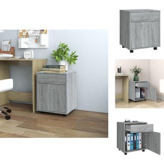 vidaXL Vidaxl - Rollschrank Grau Sonoma 45x38x54 cm Holzwerkstoff - Schreibtischorganisation - Aufbewahrungsraum - B&uuml;robedarf - Regalsystem - Mobiler Schrank