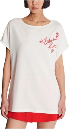 Balmain Kurzarm-T-Shirt mit Lippenstift-Print - - Tops - Damen - Wei&szlig; - S