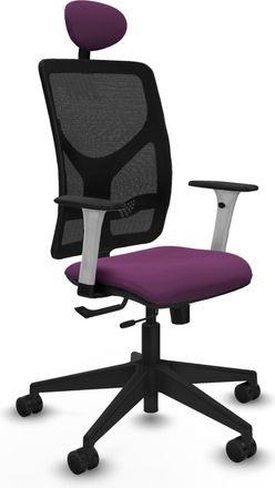 Piqueras y Crespo Gepolsterter Drehstuhl mit wei&szlig;en und schwarzen Armlehnen, h&ouml;henverstellbare Lendenwirbelst&uuml;tze und festes Kopfteil, ausgestattet mit Syncro/Traslack.