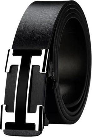 Generico Ceinture pour hommes Ceintures d&eacute;contract&eacute;es avec bracelet en cuir v&eacute;ritable Boucle en m&eacute;tal pour hommes pour ceinture jeans pour hommes, Color1, 110