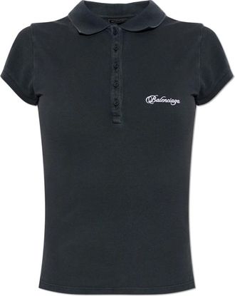 Balenciaga Cropped Polo T-Shirt - - Tops - Damen - Schwarzk - M