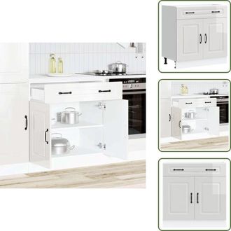 vidaXL K&uuml;chenunterschrank Kalmar Hochglanz-Wei&szlig; Holzwerkstoff - K&uuml;chenunterschrank - K&uuml;chenunterschr&auml;nke - Sp&uuml;lenunterschrank - Unterschrank F&uuml;r K&uuml;che