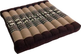 Guru Shop Sitzkissen, Bodenkissen, Bodenmatte Thai, aus Kapok, 50x50 cm - Braun