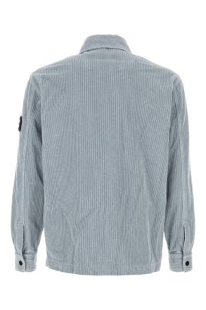 Stone Island Mens Powder Blue Corduroy Shirt Grey Exterior: Cotton Felpe Sweater
