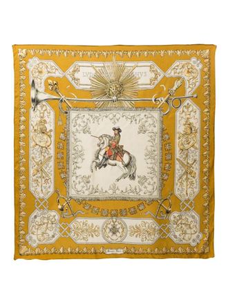Hermès foulard Ludovicus Magnus by F.de La Perriere (1963) - Jaune