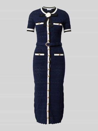 Self Portrait Slim Fit Midikleid in Strick-Optik