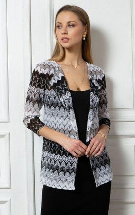 Passioni Cardigan mit Strickmuster in Schwarz-Wei&szlig;