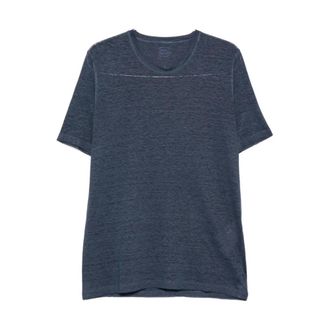 120% Lino Slim Fit Rundhals T-Shirt - - Tops - Herren - Blau - M