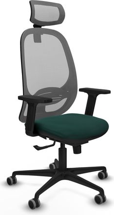 Piqueras y Crespo Stuhl mit Lendenwirbelverstellung mit 2D-Armlehnen und h&ouml;henverstellbarem Kopfteil, ausgestattet mit 3 Positionen und Schneidschaum, Grau/Flaschengr&uuml;n