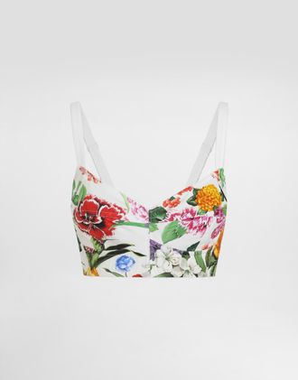 Dolce & Gabbana Bralette-top Im Bustier-stil Aus Baumwolle Blumenprint - Frau Blusen Und Tops Drucken 38