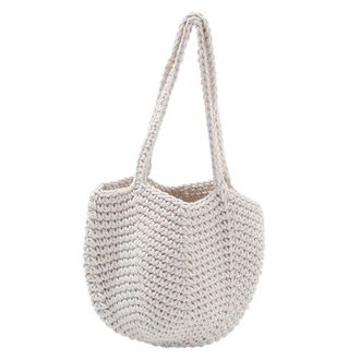 Valiclud Sac Plage Femme Tissé Main Coton Résistant Capacité Importante Sac Fourre-tout pour Plage et Shopping