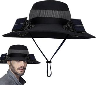 Generico Chapeau De Ventilateur Solaire - Chapeau Solaire Avec Ventilateurs Double -solaire | Chapeau De Fan Solaire, Chapeau De Soleil Avec Cape De Protection