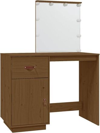 vidaXL Coiffeuse avec led Marron miel 95x50x133,5cm Bois de pin massif - Vidaxl