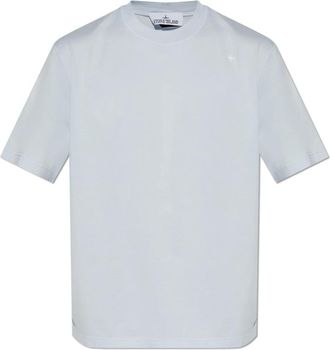 Stone Island Homme, Tops, Bleu, Taille: L T-shirt avec logo brod&eacute;