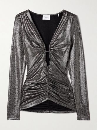 Isabel Marant Buffy Oberteil Aus Metallic-stretch-jersey Mit Raffungen Und Cut-out
