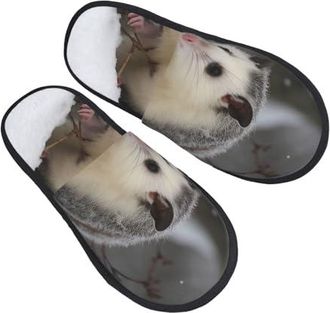 Generic Pantoufles En Coton Opossum Dans La Neige Cozy Pantoufles Peluche Chaussons Maison Pour Int&eacute;rieur Spa Invit&eacute; M