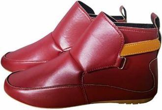 Generic Bottines pour femme - Num&eacute;ro 37 - Automne et hiver - Bottines &agrave; bout rond - Talon bas - Chaussures &agrave; lacets rondes, rouge, 37 EU