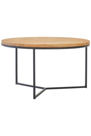 Linea Natura Couchtisch, Eiche, Holz, Eiche, massiv, rund, eckig, Flachrohr, 80x44x80 cm, einfacher Aufbau, Wohnzimmer, Wohnzimmertische, Couchtische