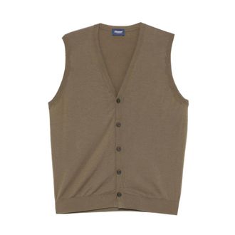 Drumohr Homme, Pulls, Vert, Taille: XL Gilet bottoni e scollo a V