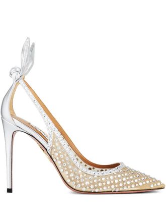 Aquazzura escarpins Bow Tie Crystal 105 mm - Argent