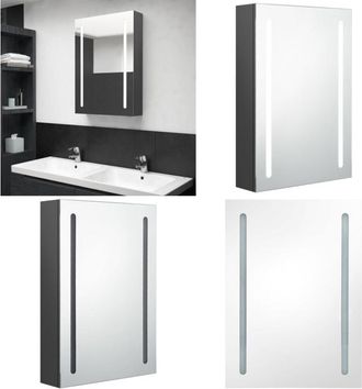 vidaXL LED-Bad-Spiegelschrank Grau 50x13x70 cm - LED-Spiegelschrank - Badezimmermöbel - Kosmetikspiegel - Aufbewahrungsschrank - Grau - Home & Living